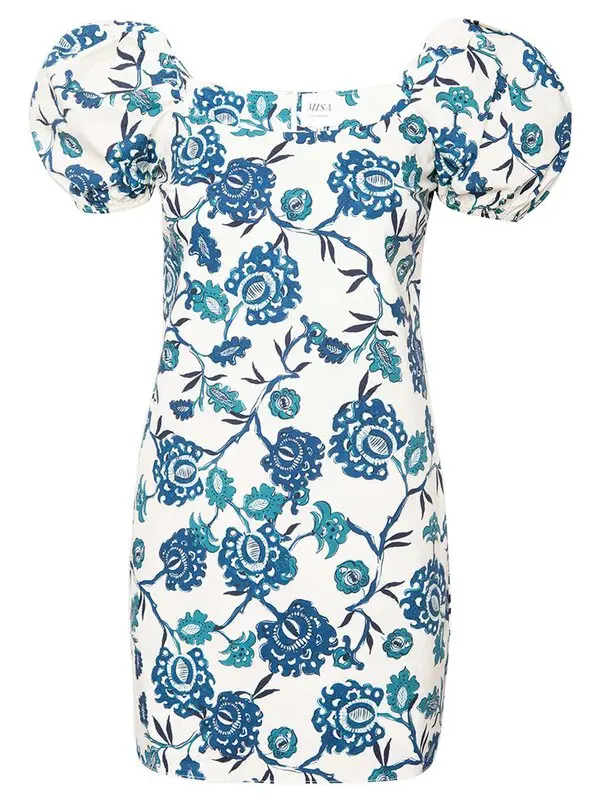 Misa Analie Floral Mini Dress - Indigo Tealblooms Pp