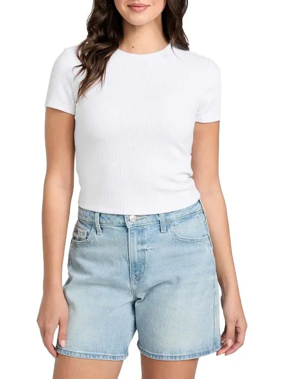 Guess Terra Ribbed Crop T-shirt - Pure White