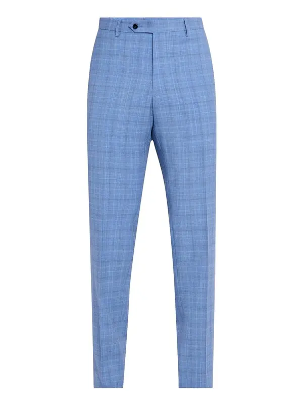 Zanella Parker Wool Plaid Flat-front Pants - Blue