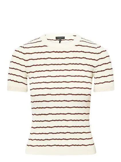 Rag & Bone Chiara Striped Ribbed Knit Top - Ivory