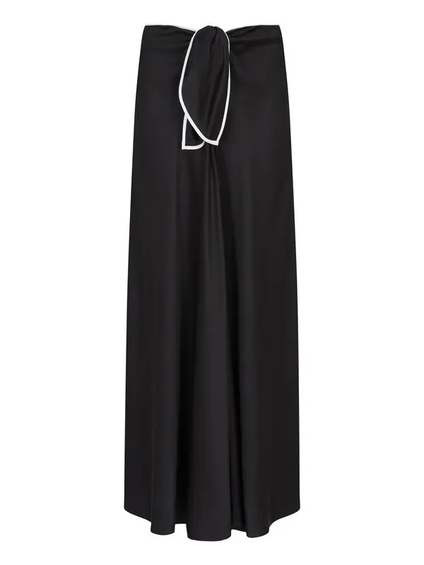 Giorgio Armani Long Silk Satin Skirt - Black