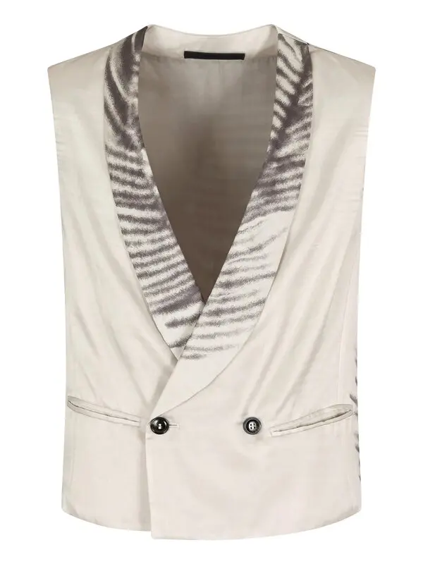 Giorgio Armani Printed Cupro Double-breasted Waistcoat - Patterned