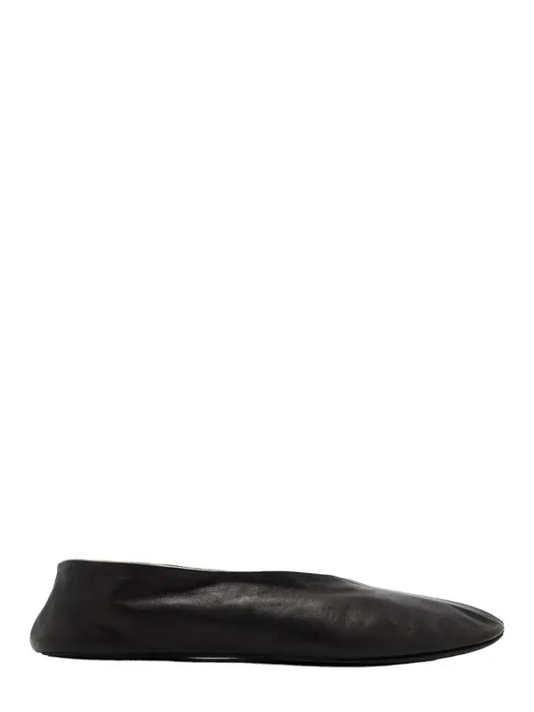 THE ROW Stella Leather Ballerina Flats - Black