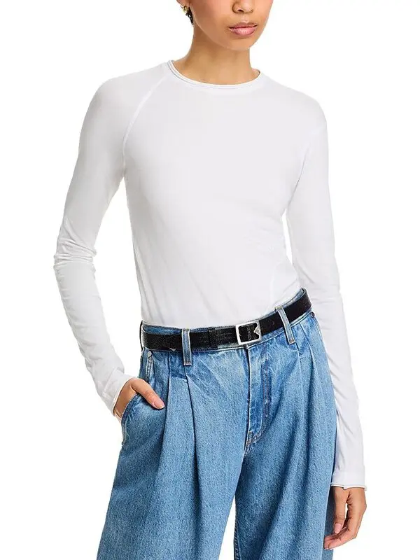 Helmut Lang Long Sleeve Spliced Top - Optic White