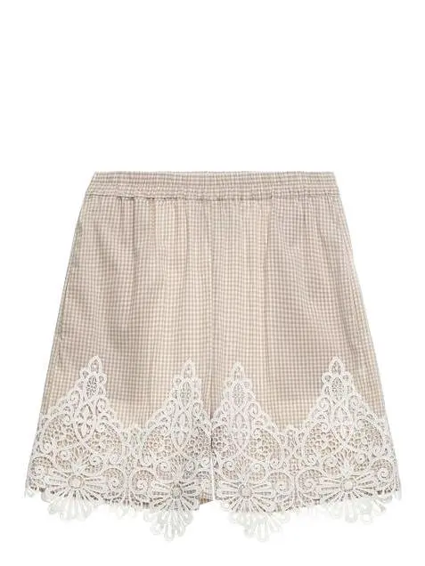 5 PROGRESS Gingham Checks Shorts - Beige