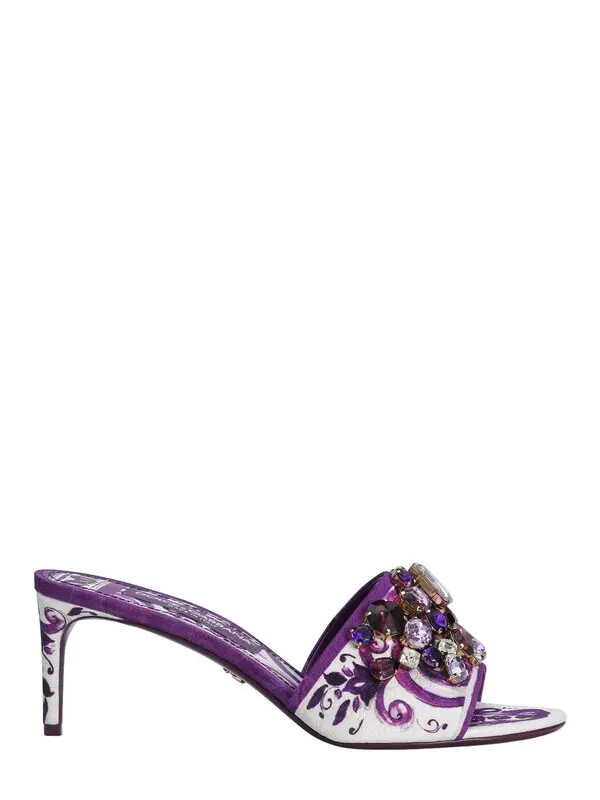 Dolce & Gabbana Brocade Mules With Jewel Embroidery - Multicolor