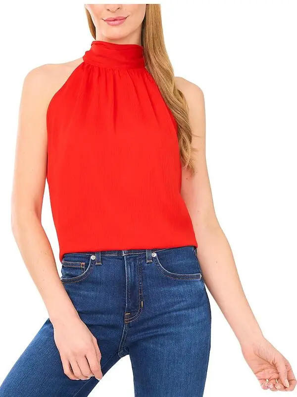 CECE DUPRAZ Sleeveless High Neck Top - Fiery Red