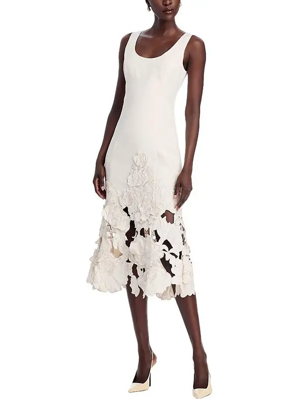 LEO LIN Emily Applique Midi Dress - Vanilla