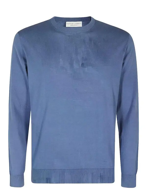 FILIPPO DE LAURENTIIS Crew Neck Fine-knit Sweater - Blue