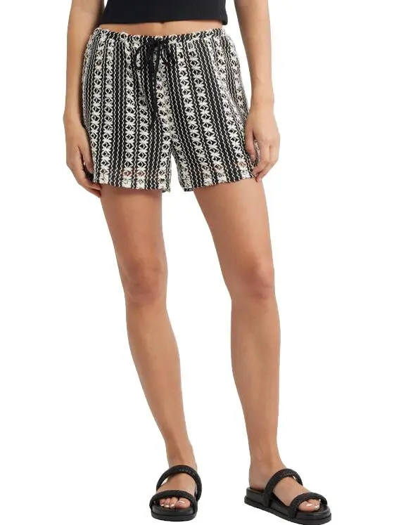 Vero Moda Ohio Tie Waist Shorts - Black Stripes Snow