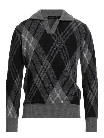 ROBERTO COLLINA Wool Tartan Knit Sweater - Grey
