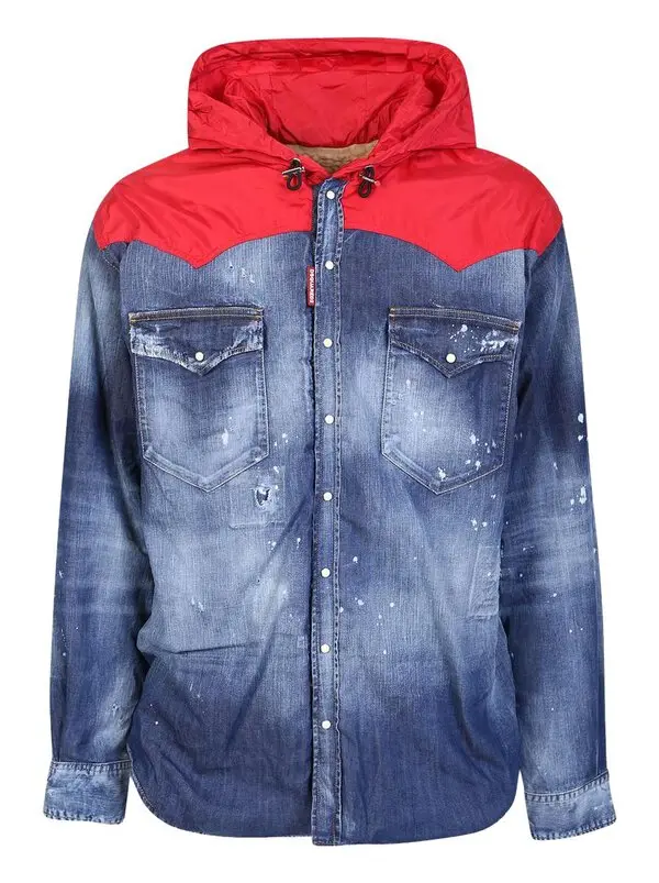 Dsquared2 Denim Jacket With Nylon Details - Blue