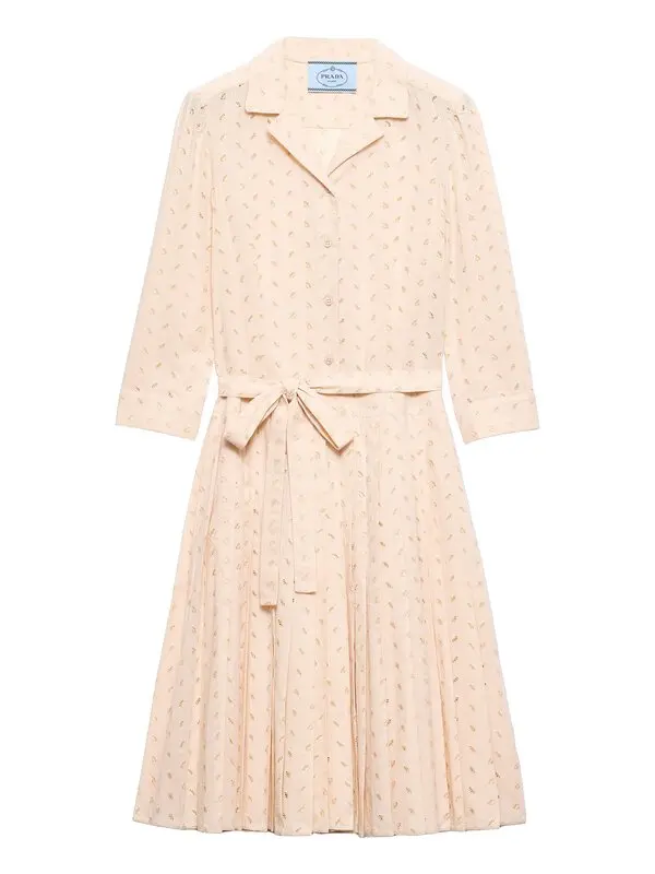 Prada Eyelet Lace Shirt Dress - Peach