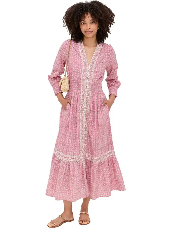 MAREA Francesca Floral Print Midi Dress - Lavender Thistle