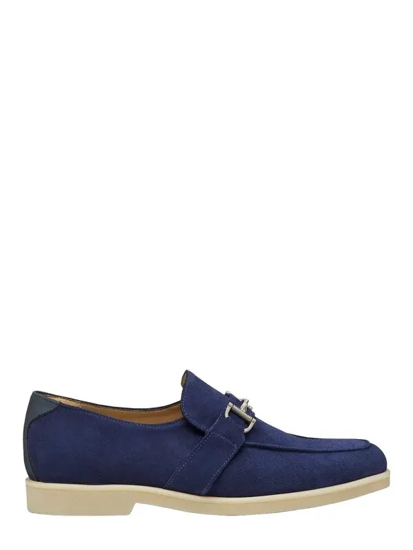 STUART WEITZMAN Aurelio Nubuck Twisted Bit Loafers - Navy