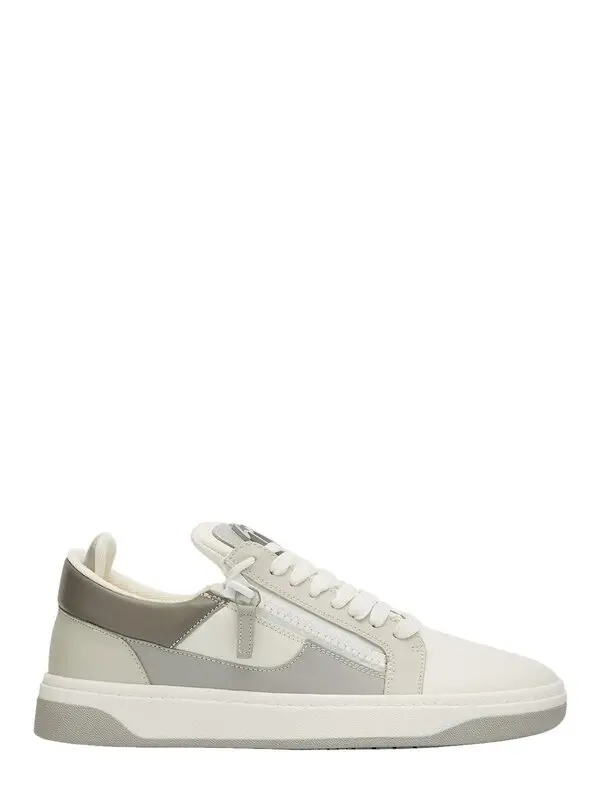 GIUSEPPE ZANOTTI Leather Low-top Zip Sneakers - White