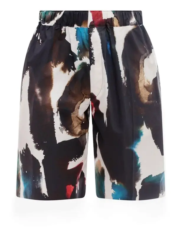 Alexander McQueen Cotton Bermuda Shorts With Allover Print - Multicolor