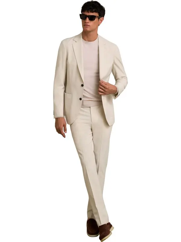 REISS Found Stretch Slim Fit Trousers - Stone