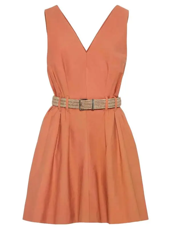 Brunello Cucinelli Belted Mini Dress - Orange