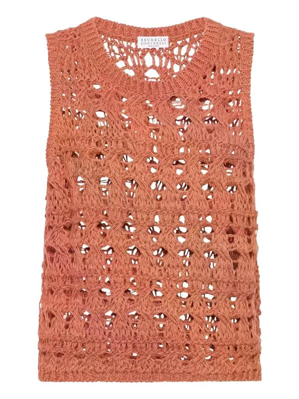 Brunello Cucinelli Open-knit Top - Orange