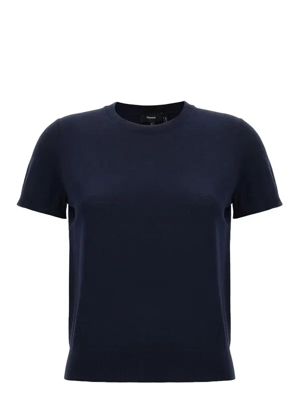 Theory Wool Basic Tee Sweater - Blue