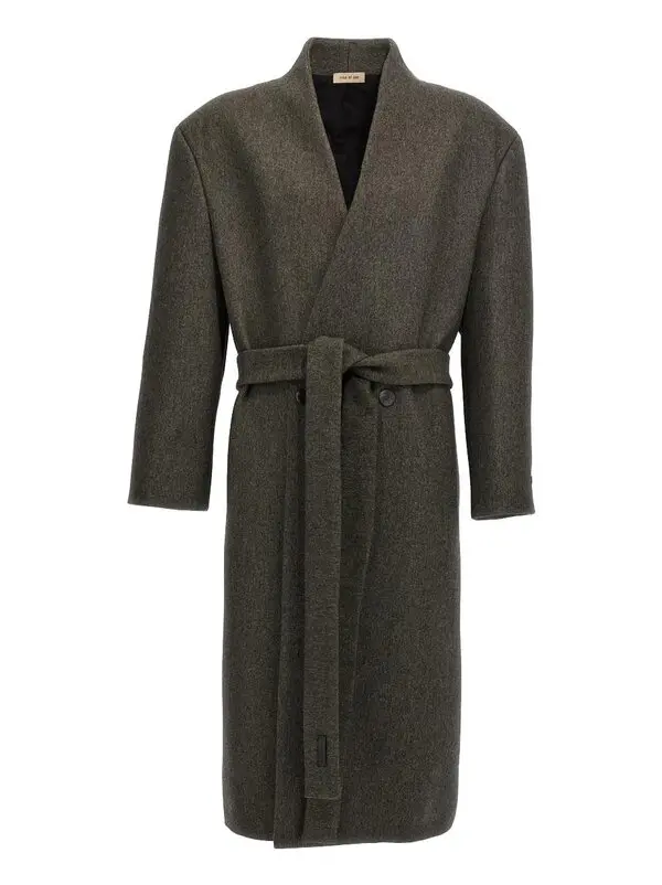 Fear Of God Lapelless Double-breasted Coat - Green