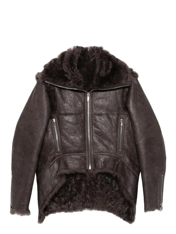 Rick Owens Leather Outerwear - Grey