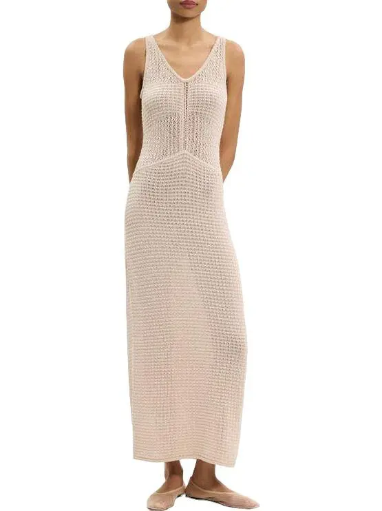 Theory Open Stitch Sleeveless Maxi Dress - Almond