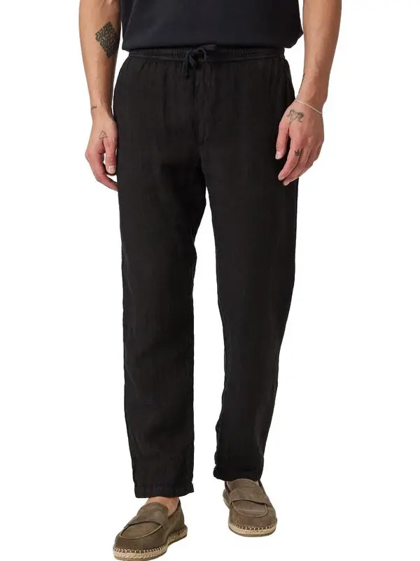 MAVI Tie Waist Linen Pants - Black