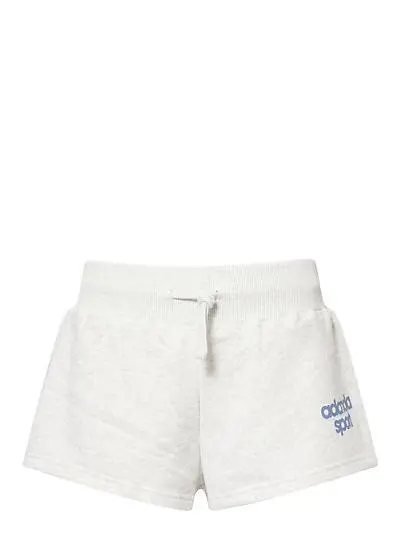 ADANOLA Brand-print Cotton-blend Shorts - Lght Gry Melnge/vntgblue