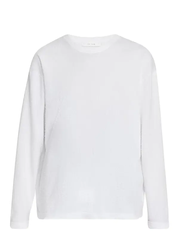 THE ROW Kabira Textured Cotton Long-sleeve T-shirt - White