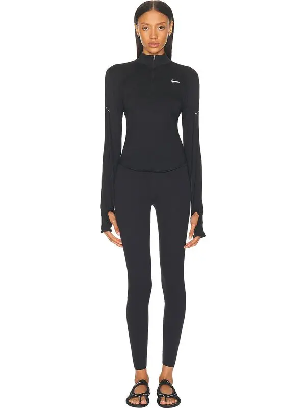 Nike Swift Dri-fit Uv 1/2 Zip Running Top - Black & Reflective Silver