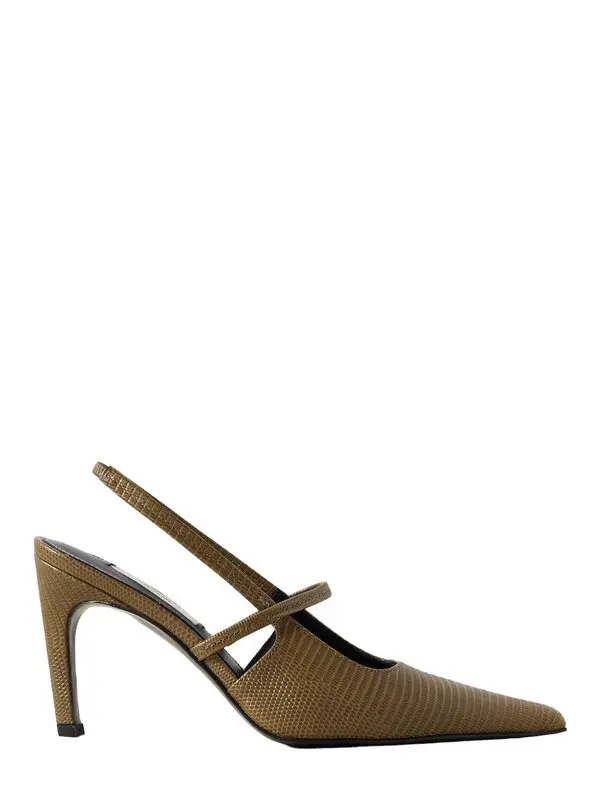 TOTÊME Lizard-effect Leather Slingback Pumps - Green