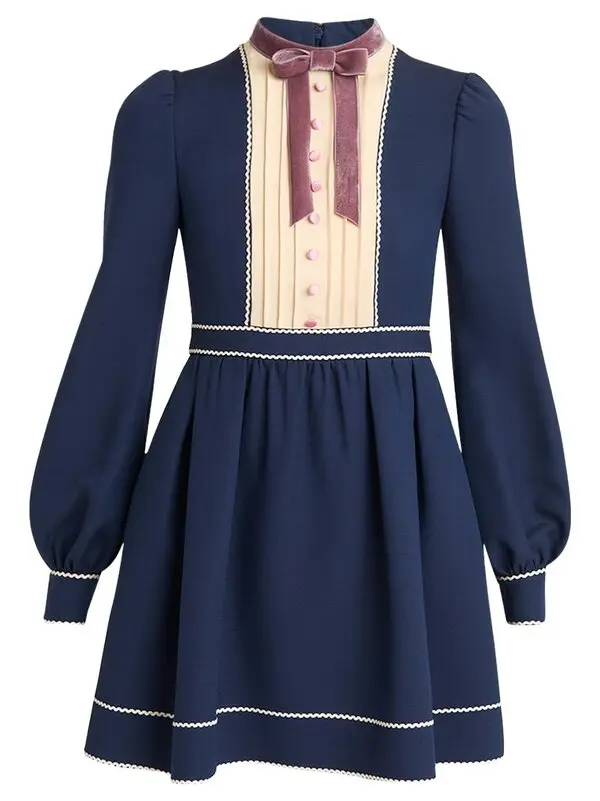 Valentino Garavani Pintuck Bow-front Mini Dress - Blue Multi