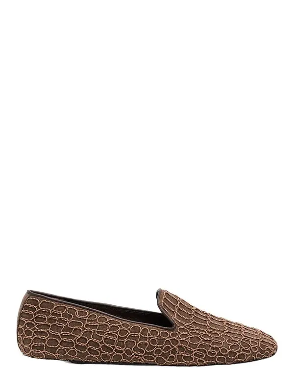 Brunello Cucinelli Suede Monili Net Slip-on Loafers - C8769 Torba