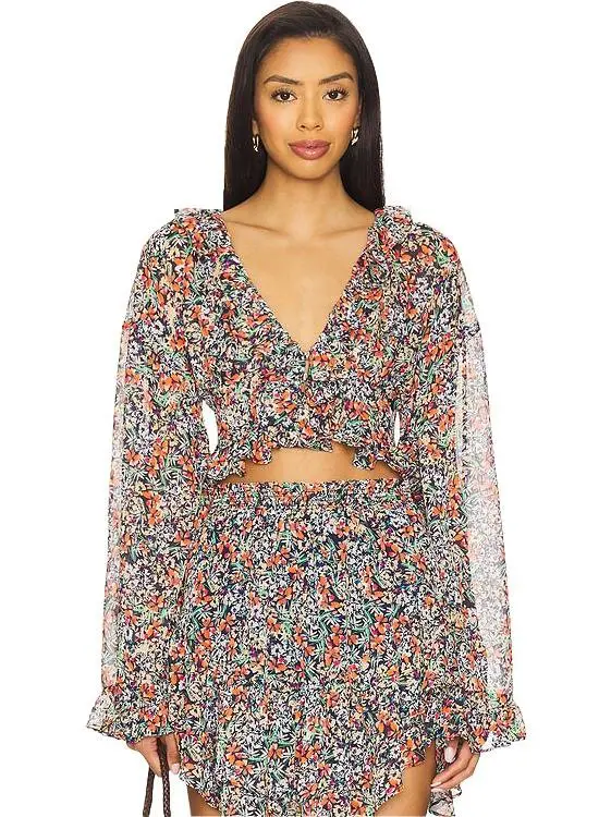 AFRM Clinton Top - Navy Ditsy