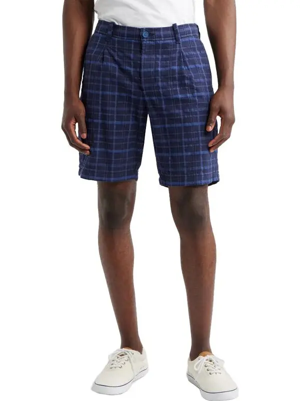 Tommy Bahama Plaid Pleated Shorts - Maritime