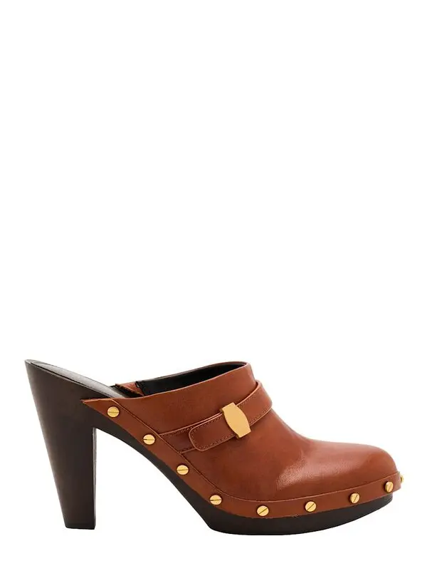 Veronica Beard Giana Leather Block-heel Mules - Brown