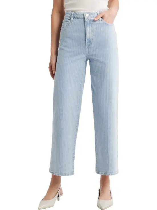 FRAME The Wide High Waist Ankle Jeans - Breezy Blue Multi