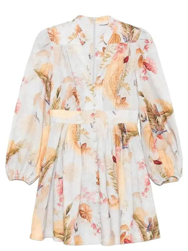 Zimmermann Ascension Mini Dress - Light Blue Palm Floral