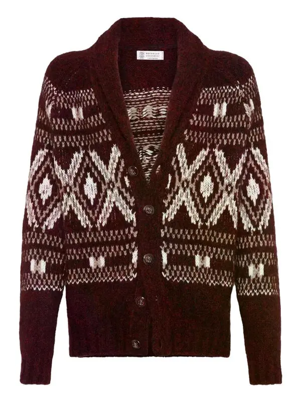 Brunello Cucinelli Patterned Shawl-collar Cardigan - Red