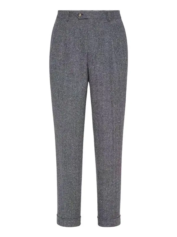 Brunello Cucinelli Pleated Tapered Trousers - Grey