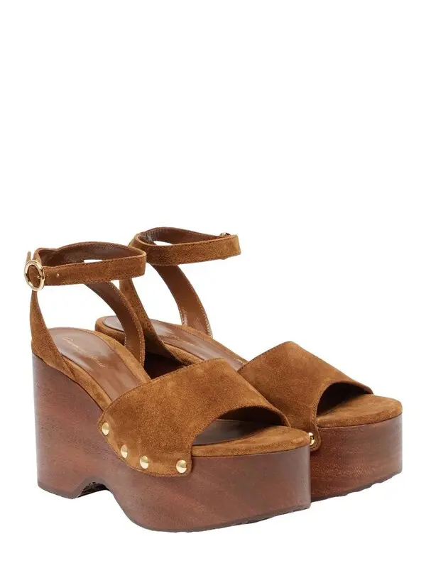 GIANVITO ROSSI Suede Platform Sandals - Brown