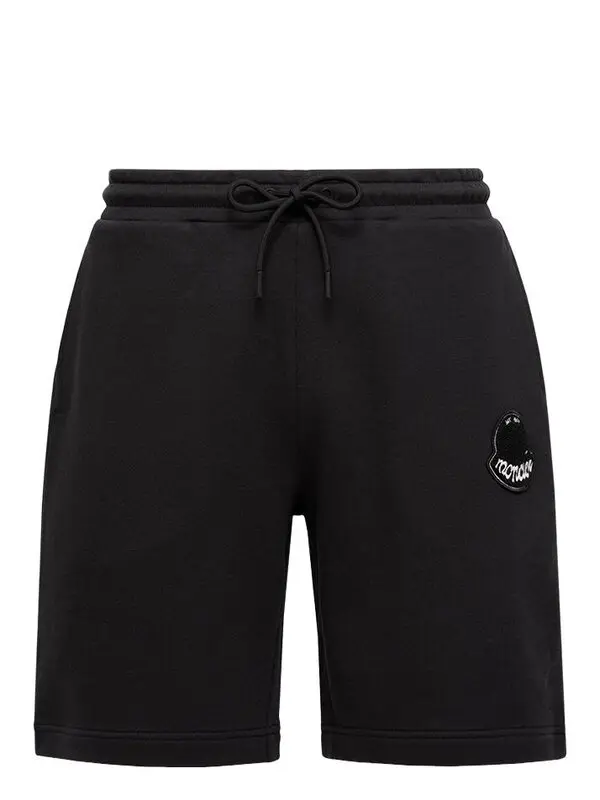 Moncler Logo Patch Cotton Shorts - Black