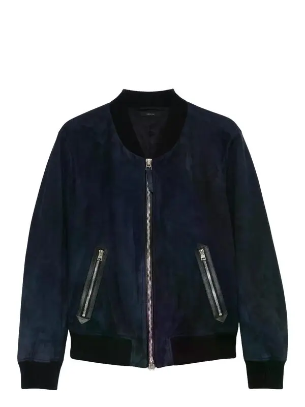TOM FORD Leather Bomber Jacket - Blue