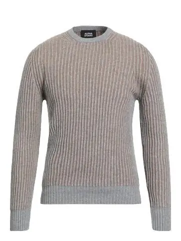 Alpha Studio Two-tone Ribbed Knit Sweater - Grey