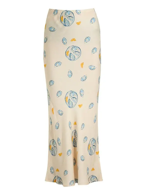 NEVER FULLY DRESSED Oyster Doris Satin Midi Skirt - White