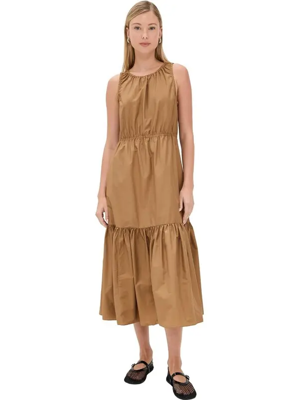 Theory Tiered Midi Dress - Bronze