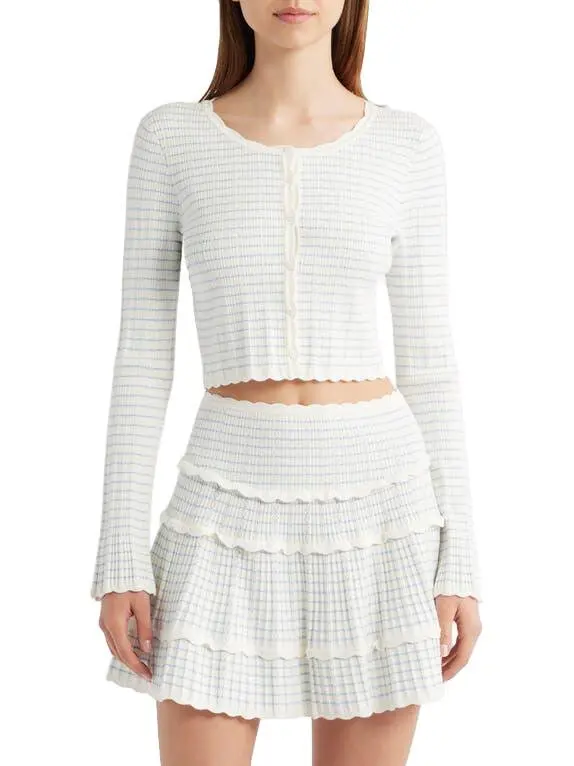 LoveShackFancy Media Stripe Pointelle Cardigan - Sailor Stripes
