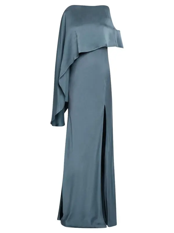 Lapointe Satin Asymmetric Draped Gown - Slate